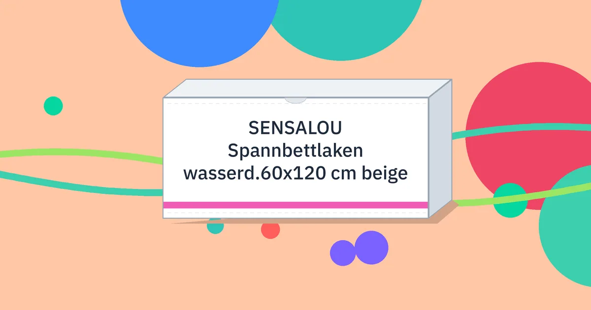 Symbolbild: Packung mit der Aufschrift SENSALOU Spannbettlaken wasserd.60x120 cm beige (PZN 20738825) – Verfügbarkeit und Bezug in Apotheken in Frankfurt am Main