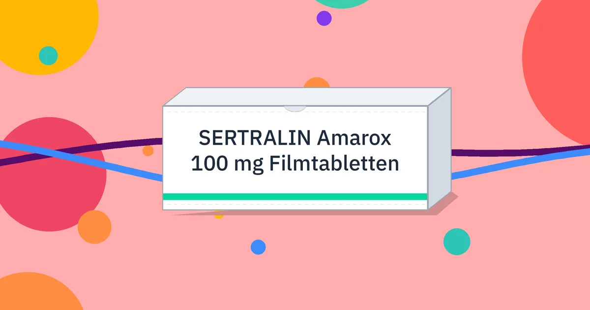 Symbolbild: Packung mit der Aufschrift SERTRALIN Amarox 100 mg Filmtabletten (PZN 18114649) – Verfügbarkeit und Bezug in Apotheken in Frankfurt am Main