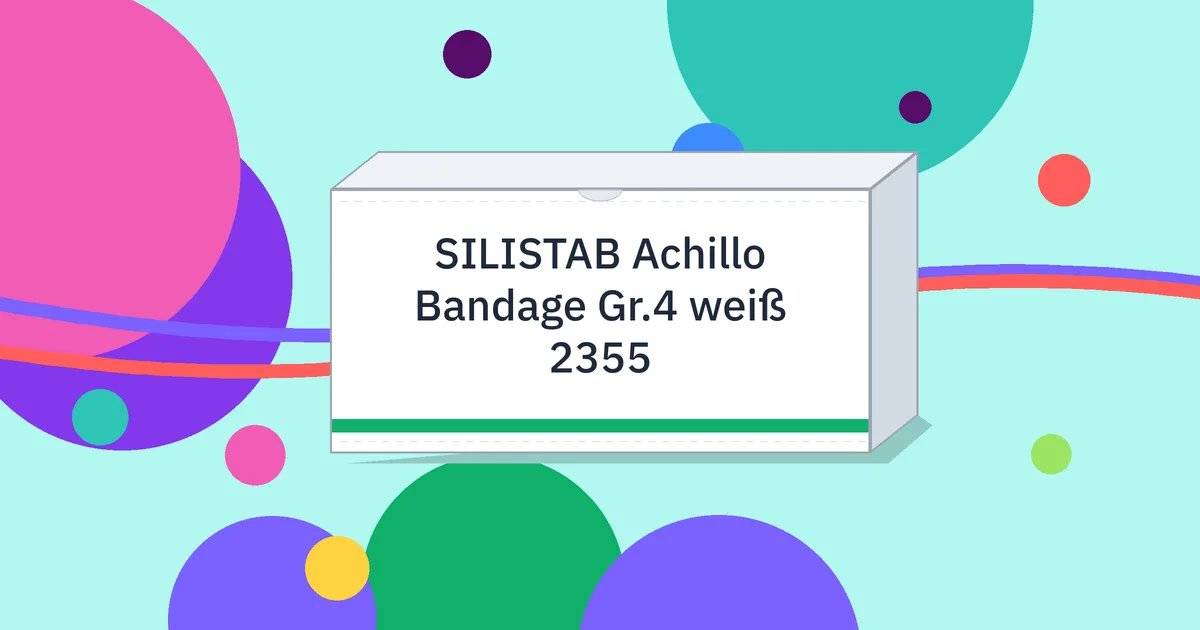 Symbolbild: Packung mit der Aufschrift SILISTAB Achillo Bandage Gr.4 weiß 2355 (PZN 08815598) – Verfügbarkeit und Bezug in Apotheken in Frankfurt am Main