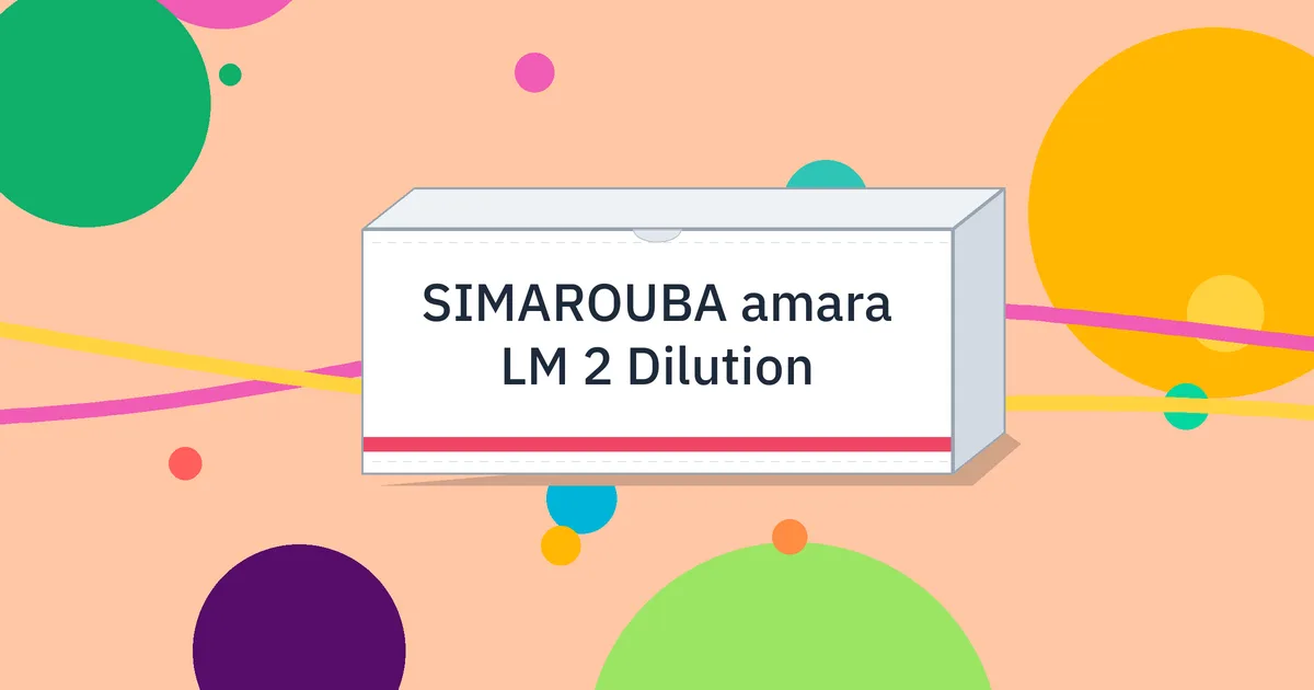 Symbolbild: Packung mit der Aufschrift SIMAROUBA amara LM 2 Dilution (PZN 13679737) – Verfügbarkeit und Bezug in Apotheken in Frankfurt am Main