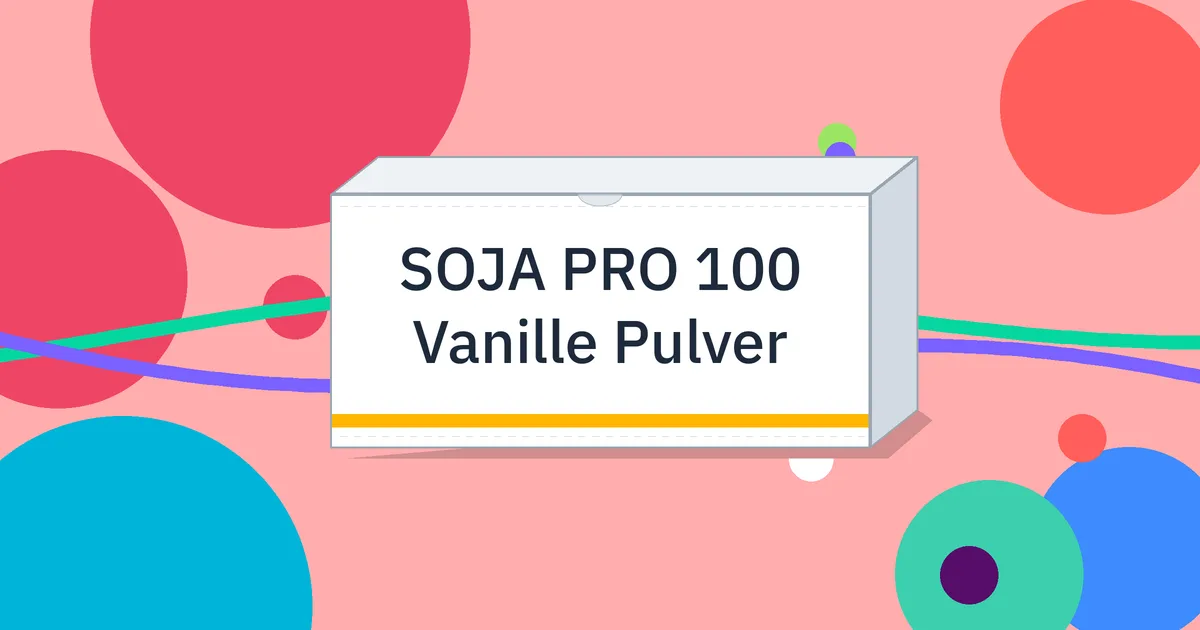 Symbolbild: Packung mit der Aufschrift SOJA PRO 100 Vanille Pulver (PZN 07304996) – Verfügbarkeit und Bezug in Apotheken in Frankfurt am Main