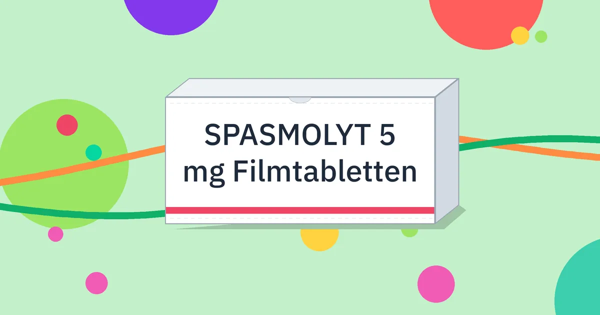 Symbolbild: Packung mit der Aufschrift SPASMOLYT 5 mg Filmtabletten (PZN 02407409) – Verfügbarkeit und Bezug in Apotheken in Frankfurt am Main