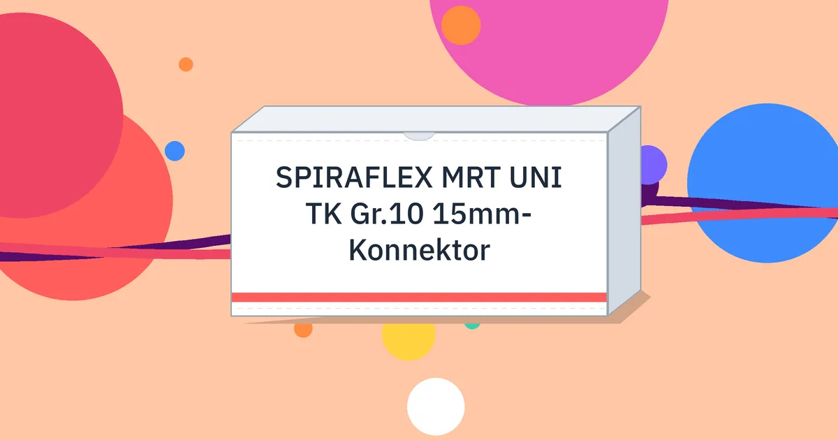 Symbolbild: Packung mit der Aufschrift SPIRAFLEX MRT UNI TK Gr.10 15mm-Konnektor (PZN 12410878) – Verfügbarkeit und Bezug in Apotheken in Frankfurt am Main