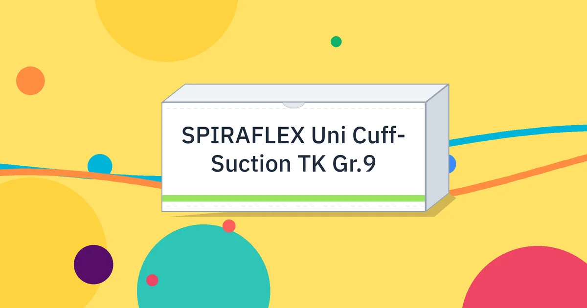Symbolbild: Packung mit der Aufschrift SPIRAFLEX Uni Cuff-Suction TK Gr.9 (PZN 17932908) – Verfügbarkeit und Bezug in Apotheken in Frankfurt am Main
