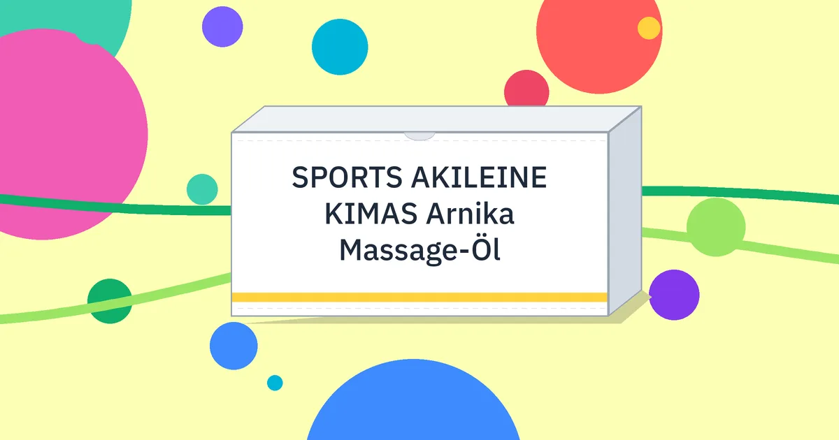 Symbolbild: Packung mit der Aufschrift SPORTS AKILEINE KIMAS Arnika Massage-Öl (PZN 19540242) – Verfügbarkeit und Bezug in Apotheken in Frankfurt am Main