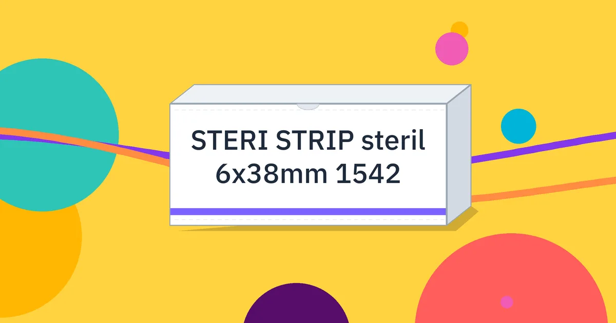 Symbolbild: Packung mit der Aufschrift STERI STRIP steril 6x38mm 1542 (PZN 00150627) – Verfügbarkeit und Bezug in Apotheken in Frankfurt am Main