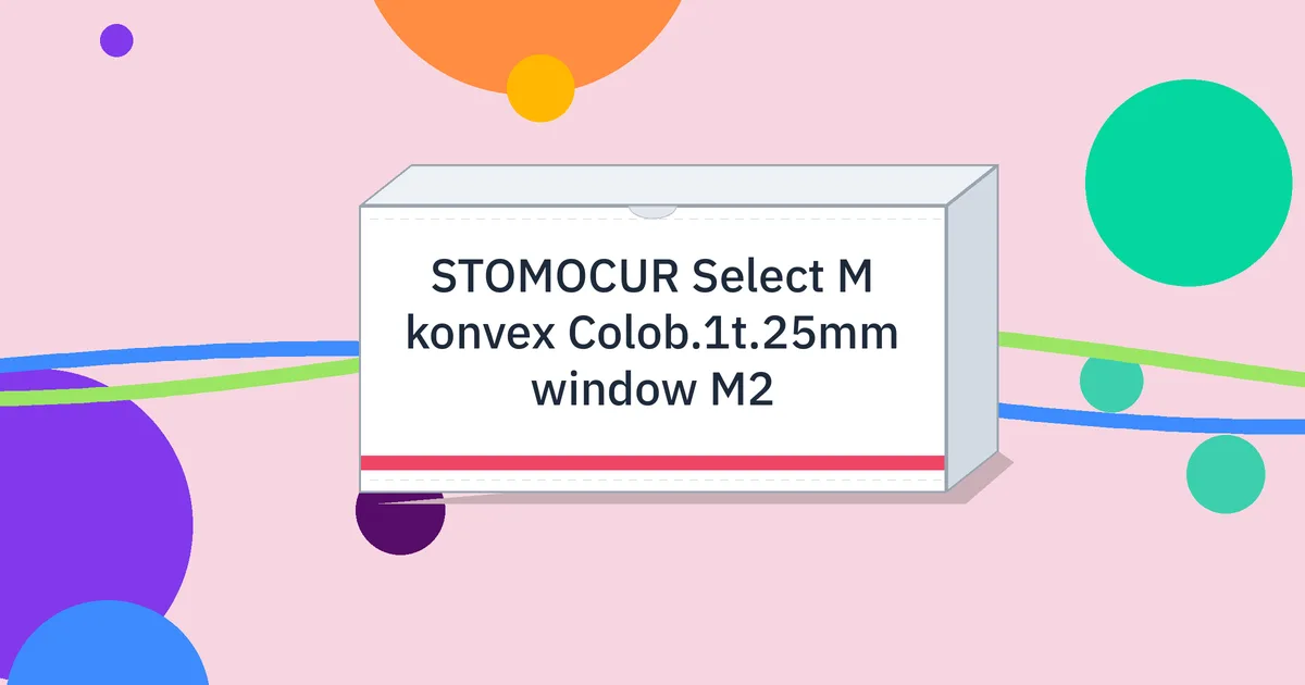 Symbolbild: Packung mit der Aufschrift STOMOCUR Select M konvex Colob.1t.25mm window M2 (PZN 18198729) – Verfügbarkeit und Bezug in Apotheken in Frankfurt am Main