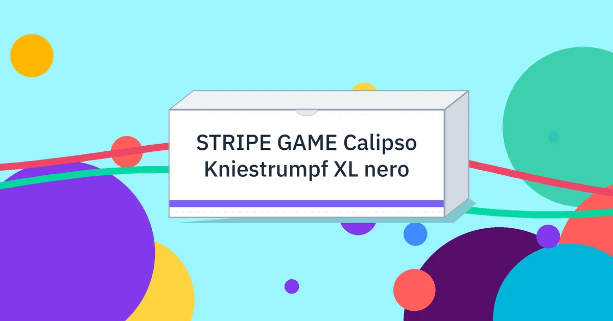Symbolbild: Packung mit der Aufschrift STRIPE GAME Calipso Kniestrumpf XL nero (PZN 20719489) – Verfügbarkeit und Bezug in Apotheken in Frankfurt am Main
