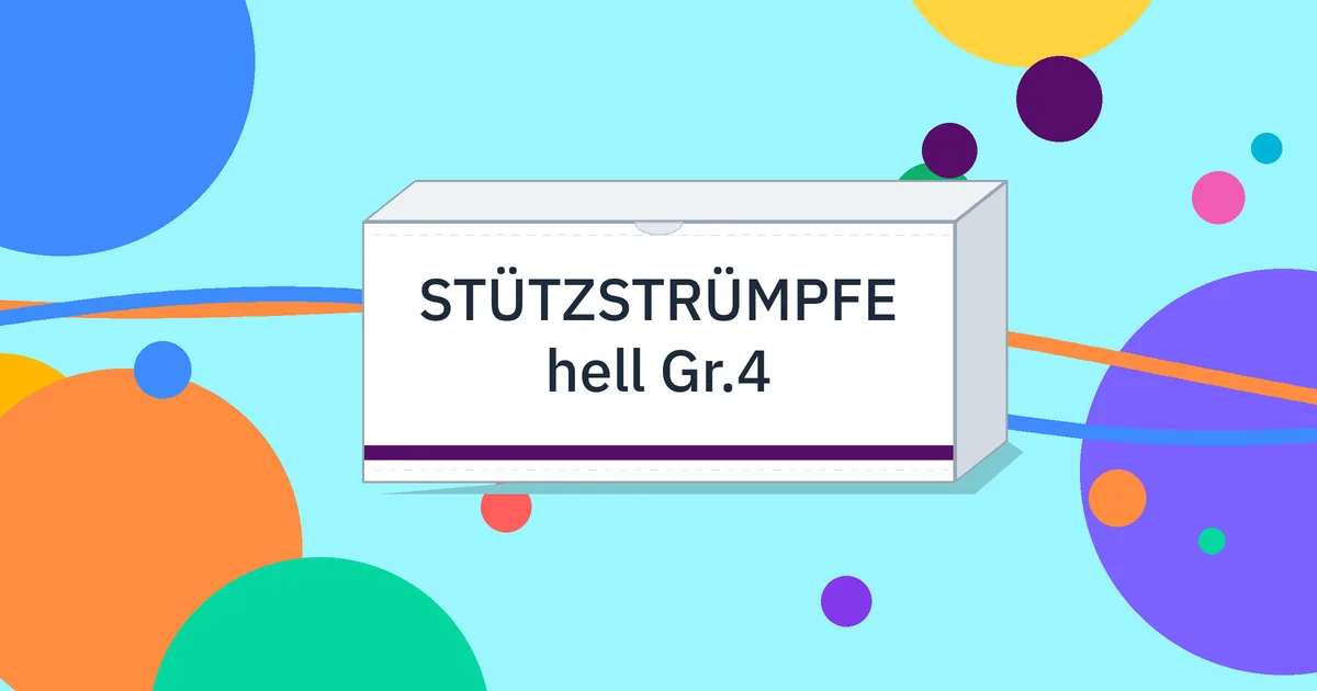 Symbolbild: Packung mit der Aufschrift STÜTZSTRÜMPFE hell Gr.4 (PZN 01978831) – Verfügbarkeit und Bezug in Apotheken in Frankfurt am Main