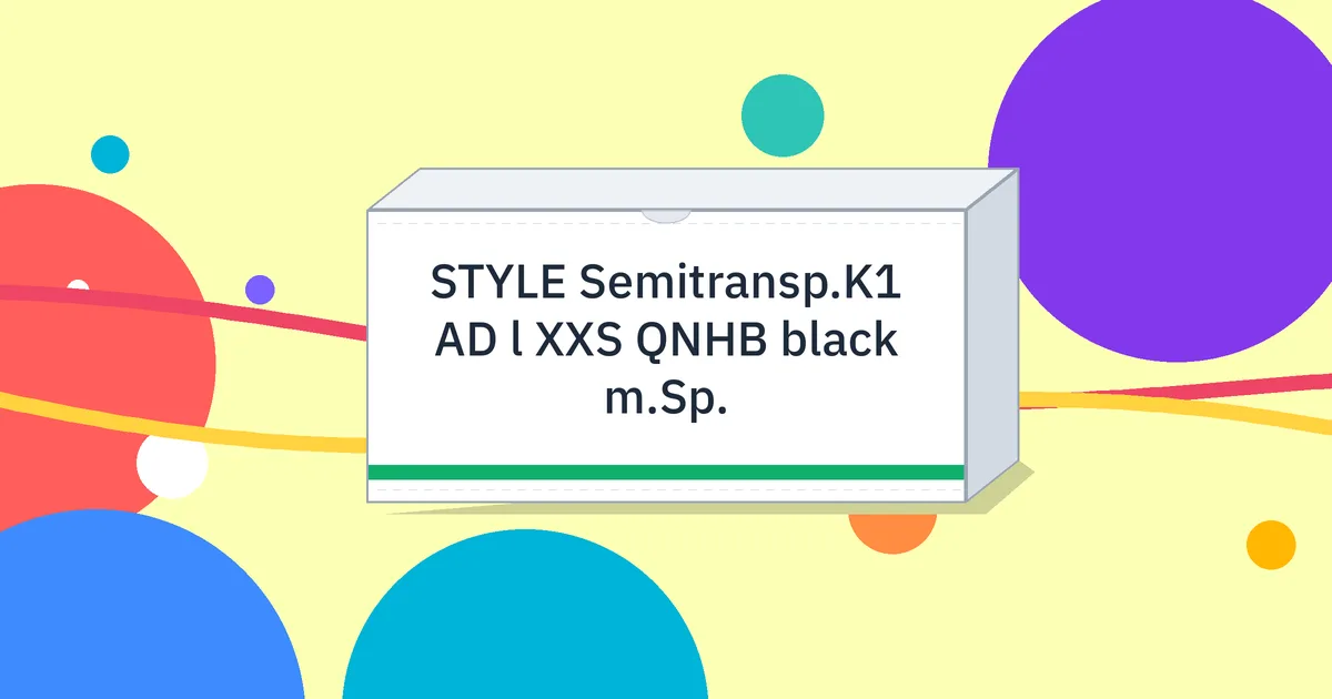Symbolbild: Packung mit der Aufschrift STYLE Semitransp.K1 AD l XXS QNHB black m.Sp. (PZN 18869885) – Verfügbarkeit und Bezug in Apotheken in Frankfurt am Main