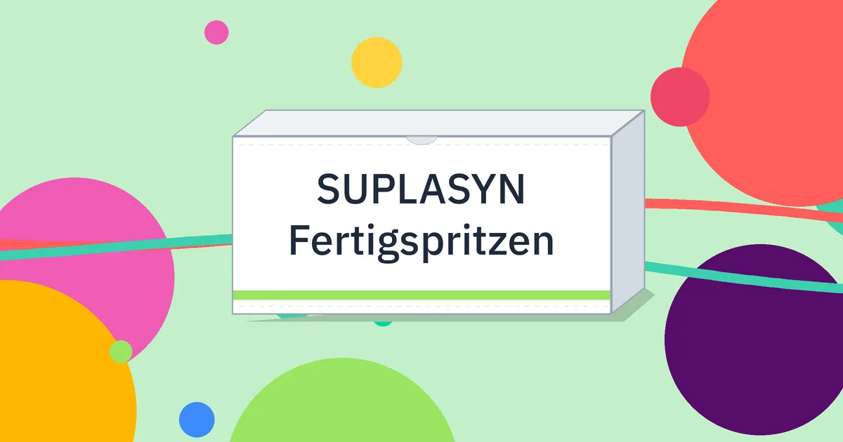 Symbolbild: Packung mit der Aufschrift SUPLASYN Fertigspritzen (PZN 09178171) – Verfügbarkeit und Bezug in Apotheken in Frankfurt am Main