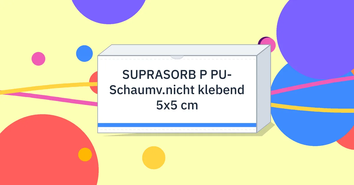 Symbolbild: Packung mit der Aufschrift SUPRASORB P PU-Schaumv.nicht klebend 5x5 cm (PZN 18001023) – Verfügbarkeit und Bezug in Apotheken in Frankfurt am Main