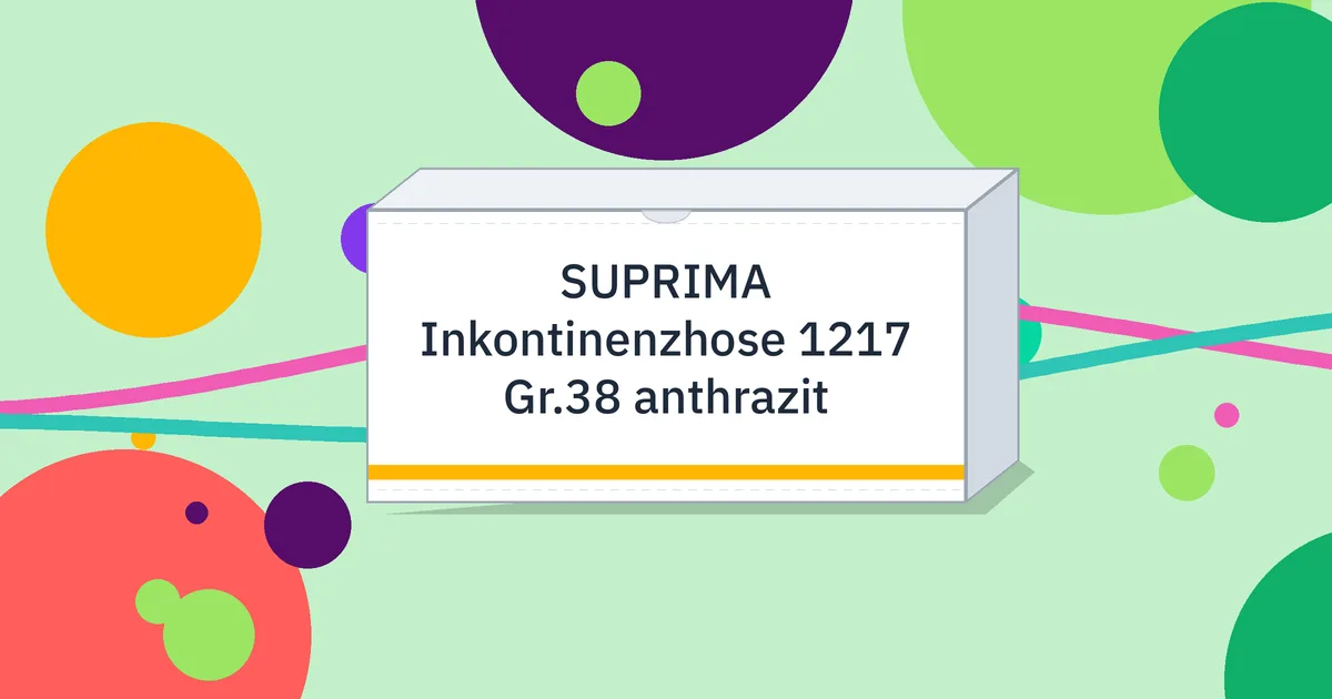 Symbolbild: Packung mit der Aufschrift SUPRIMA Inkontinenzhose 1217 Gr.38 anthrazit (PZN 19174122) – Verfügbarkeit und Bezug in Apotheken in Frankfurt am Main
