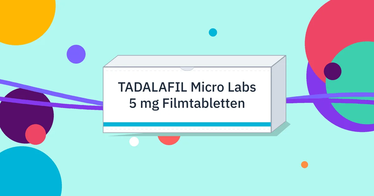 Symbolbild: Packung mit der Aufschrift TADALAFIL Micro Labs 5 mg Filmtabletten (PZN 18112739) – Verfügbarkeit und Bezug in Apotheken in Frankfurt am Main