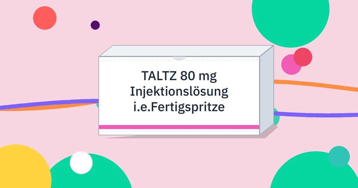 Symbolbild: Packung mit der Aufschrift TALTZ 80 mg Injektionslösung i.e.Fertigspritze (PZN 13584646) – Verfügbarkeit und Bezug in Apotheken in Frankfurt am Main