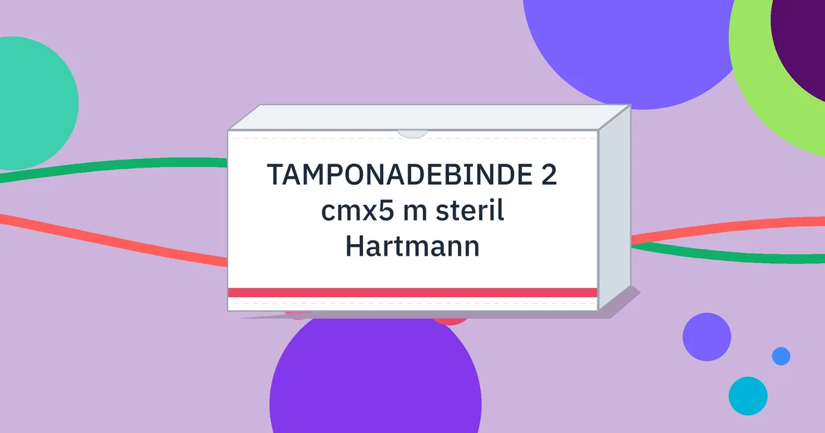 Symbolbild: Packung mit der Aufschrift TAMPONADEBINDE 2 cmx5 m steril Hartmann (PZN 13745888) – Verfügbarkeit und Bezug in Apotheken in Frankfurt am Main