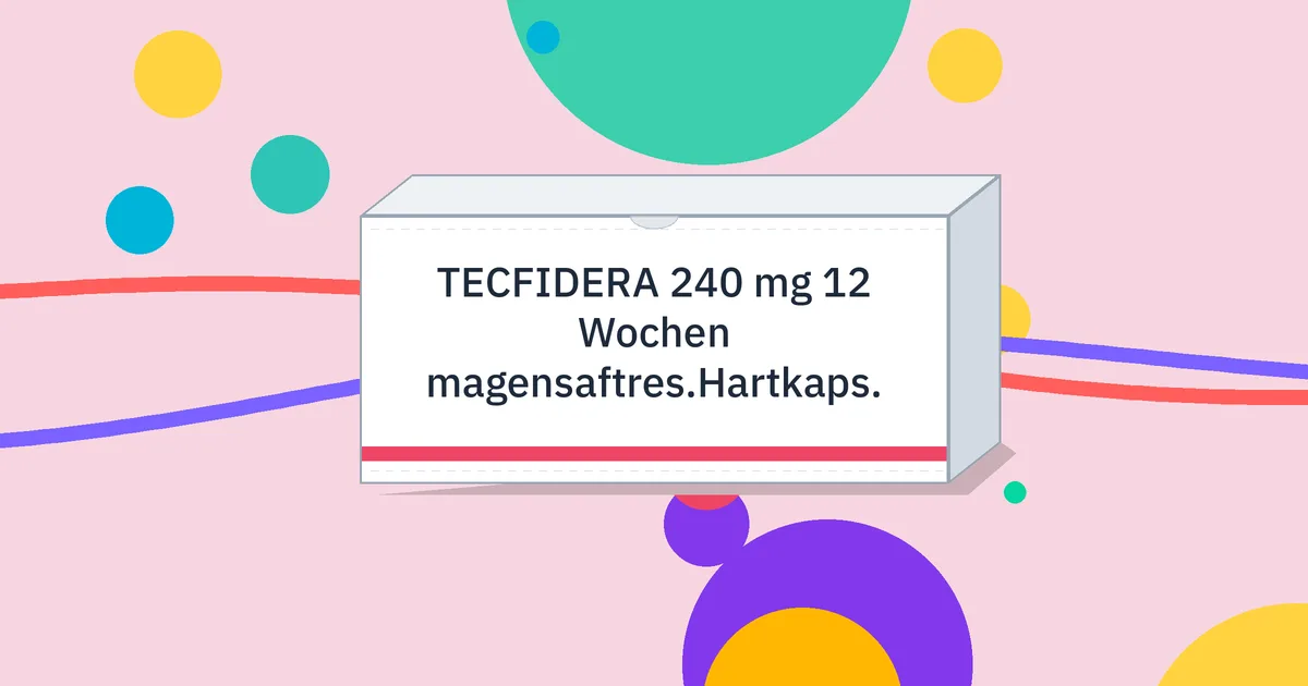 Symbolbild: Packung mit der Aufschrift TECFIDERA 240 mg 12 Wochen magensaftres.Hartkaps. (PZN 19183322) – Verfügbarkeit und Bezug in Apotheken in Frankfurt am Main