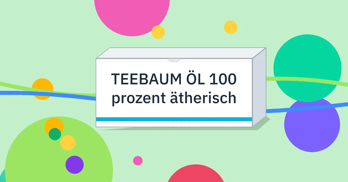 Symbolbild: Packung mit der Aufschrift TEEBAUM ÖL 100 prozent ätherisch (PZN 07206319) – Verfügbarkeit und Bezug in Apotheken in Frankfurt am Main