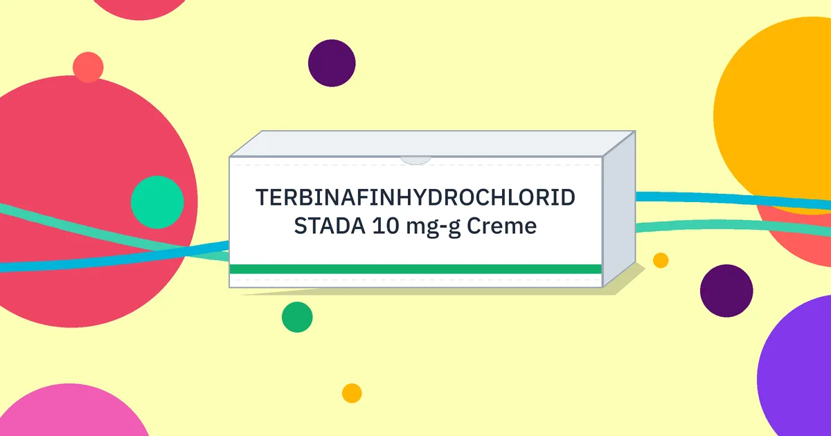 Symbolbild: Packung mit der Aufschrift TERBINAFINHYDROCHLORID STADA 10 mg-g Creme (PZN 02904935) – Verfügbarkeit und Bezug in Apotheken in Frankfurt am Main