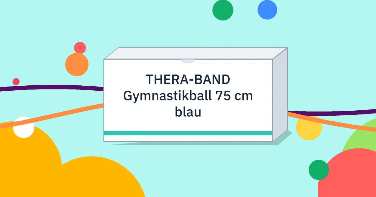 Symbolbild: Packung mit der Aufschrift THERA-BAND Gymnastikball 75 cm blau (PZN 00512639) – Verfügbarkeit und Bezug in Apotheken in Frankfurt am Main