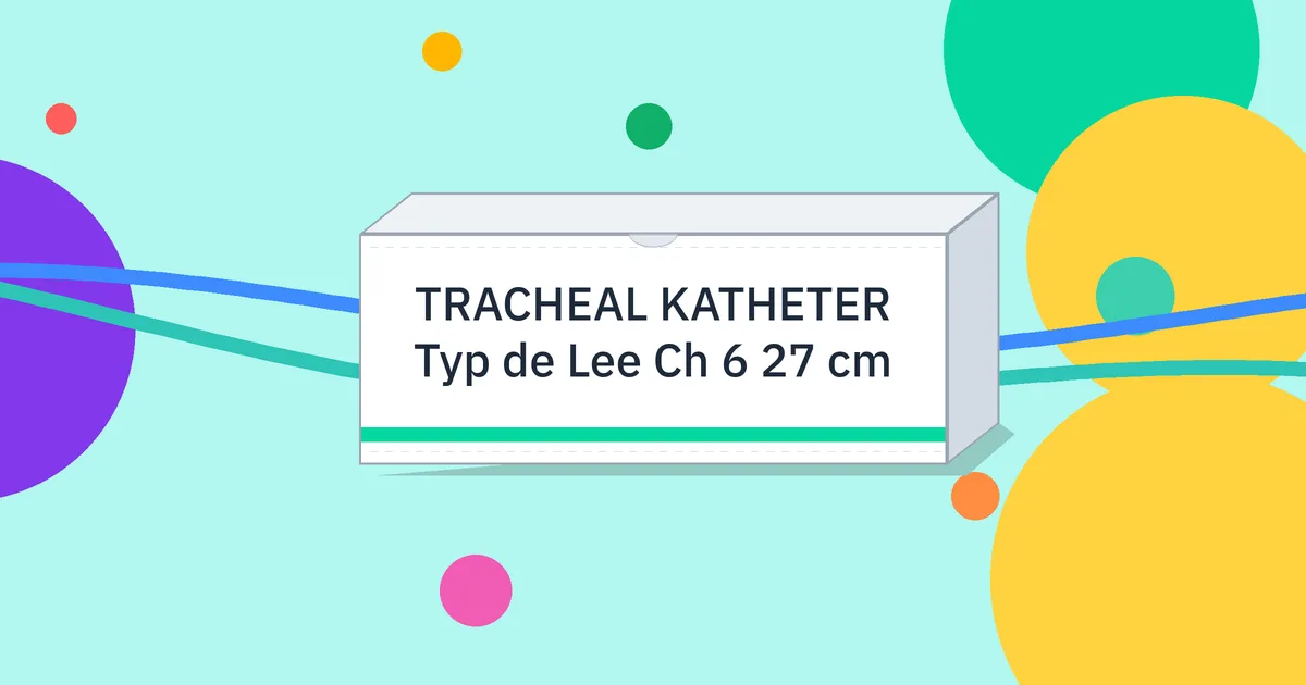 Symbolbild: Packung mit der Aufschrift TRACHEAL KATHETER Typ de Lee Ch 6 27 cm (PZN 06198859) – Verfügbarkeit und Bezug in Apotheken in Frankfurt am Main