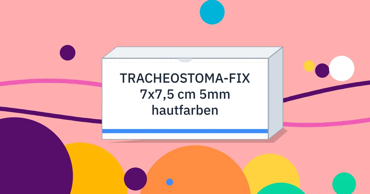 Symbolbild: Packung mit der Aufschrift TRACHEOSTOMA-FIX 7x7,5 cm 5mm hautfarben (PZN 00697998) – Verfügbarkeit und Bezug in Apotheken in Frankfurt am Main