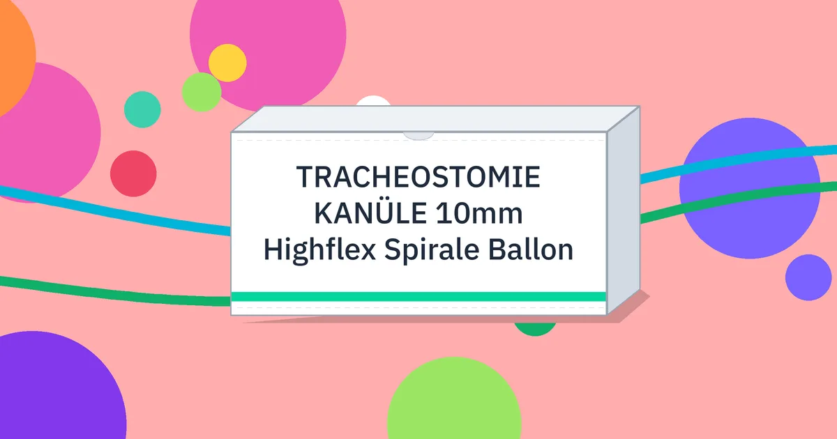 Symbolbild: Packung mit der Aufschrift TRACHEOSTOMIE KANÜLE 10mm Highflex Spirale Ballon (PZN 01085518) – Verfügbarkeit und Bezug in Apotheken in Frankfurt am Main