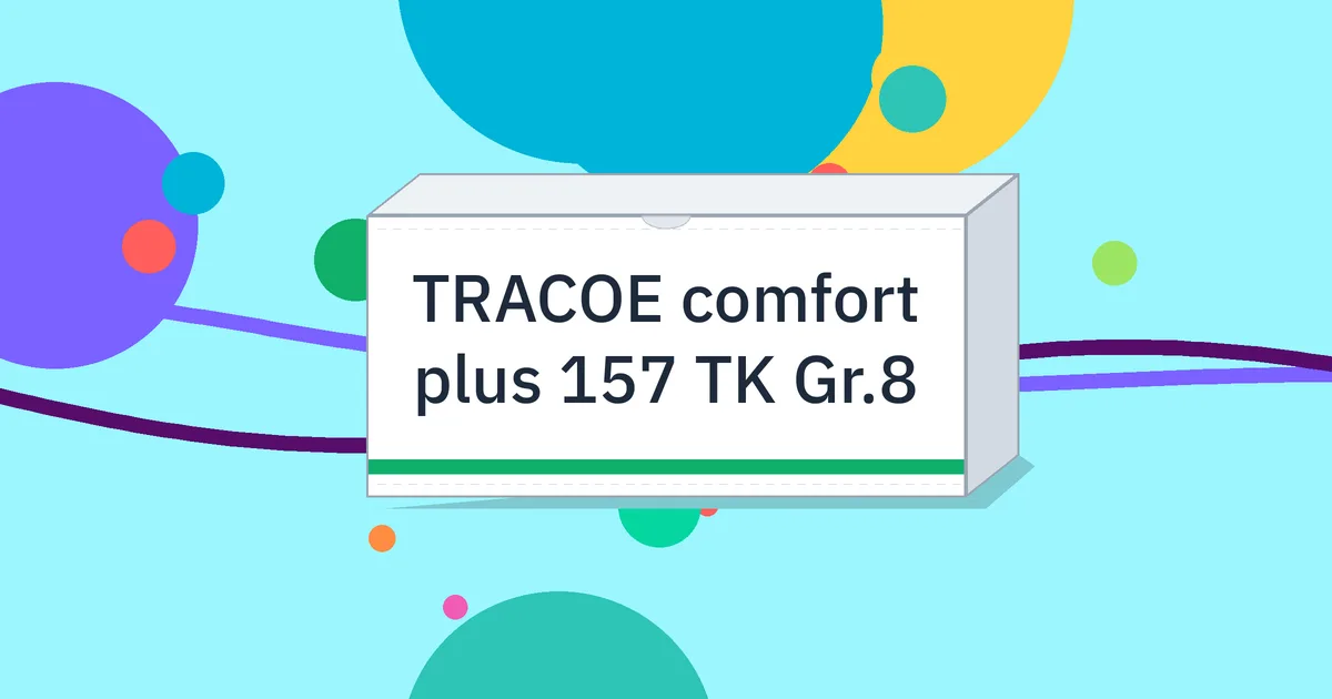 Symbolbild: Packung mit der Aufschrift TRACOE comfort plus 157 TK Gr.8 (PZN 10750529) – Verfügbarkeit und Bezug in Apotheken in Frankfurt am Main