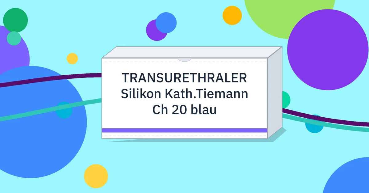 Symbolbild: Packung mit der Aufschrift TRANSURETHRALER Silikon Kath.Tiemann Ch 20 blau (PZN 13163838) – Verfügbarkeit und Bezug in Apotheken in Frankfurt am Main