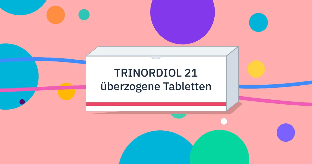 Symbolbild: Packung mit der Aufschrift TRINORDIOL 21 überzogene Tabletten (PZN 04965504) – Verfügbarkeit und Bezug in Apotheken in Frankfurt am Main