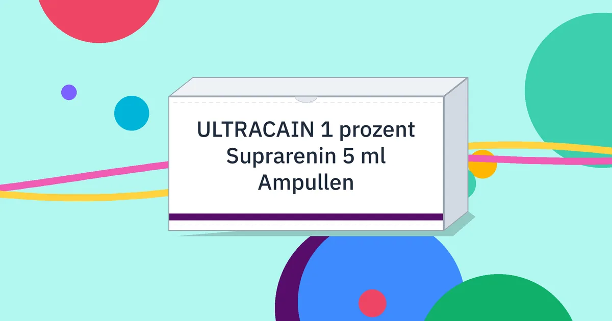 Symbolbild: Packung mit der Aufschrift ULTRACAIN 1 prozent Suprarenin 5 ml Ampullen (PZN 07007465) – Verfügbarkeit und Bezug in Apotheken in Frankfurt am Main