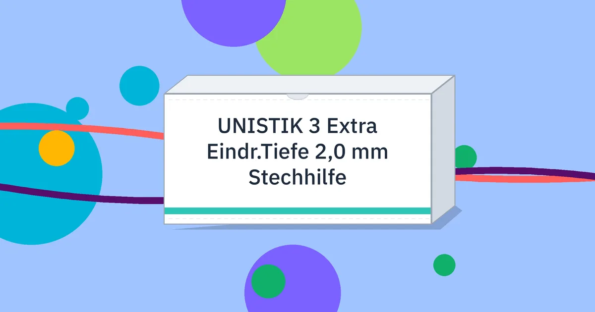 Symbolbild: Packung mit der Aufschrift UNISTIK 3 Extra Eindr.Tiefe 2,0 mm Stechhilfe (PZN 03802444) – Verfügbarkeit und Bezug in Apotheken in Frankfurt am Main
