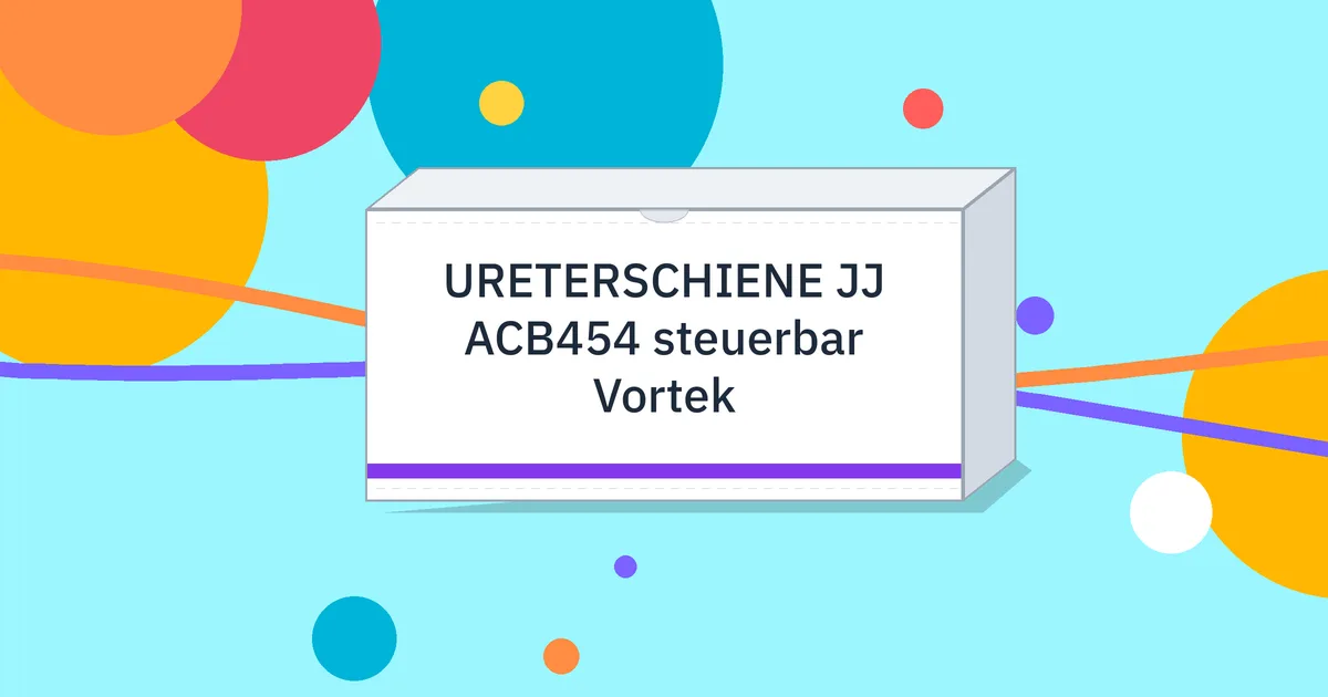 Symbolbild: Packung mit der Aufschrift URETERSCHIENE JJ ACB454 steuerbar Vortek (PZN 00154275) – Verfügbarkeit und Bezug in Apotheken in Frankfurt am Main