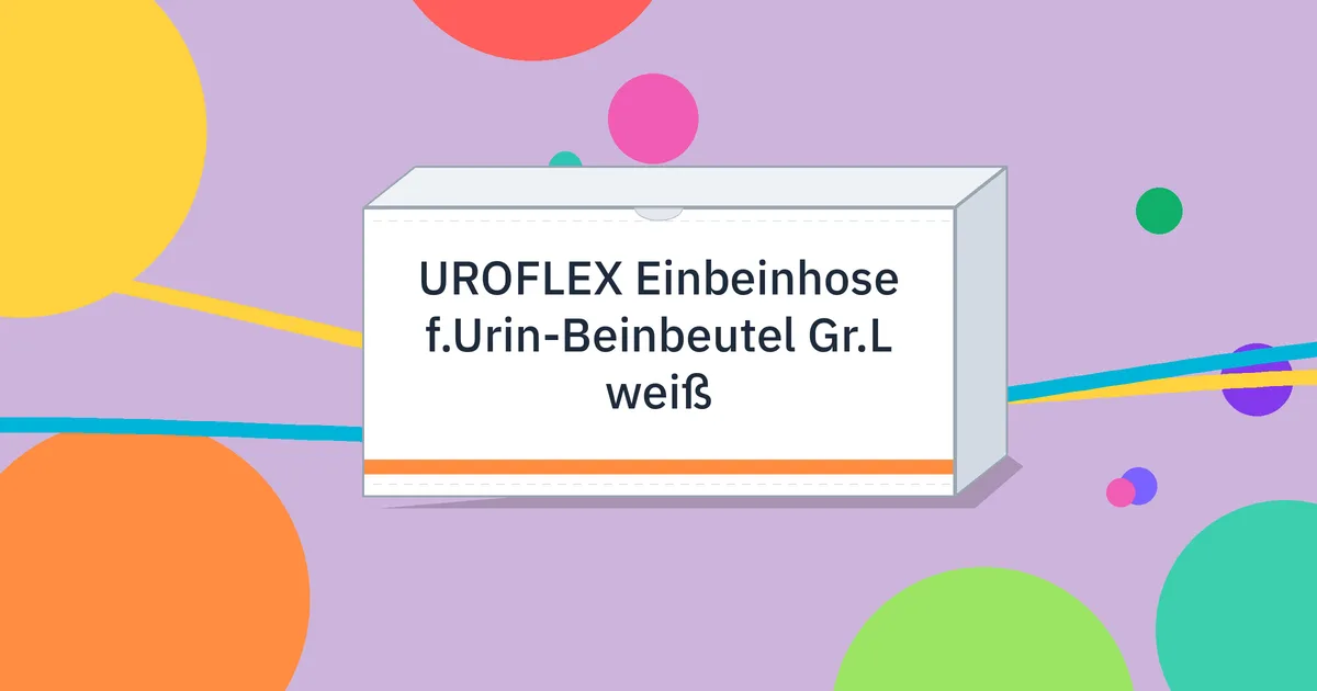 Symbolbild: Packung mit der Aufschrift UROFLEX Einbeinhose f.Urin-Beinbeutel Gr.L weiß (PZN 20305380) – Verfügbarkeit und Bezug in Apotheken in Frankfurt am Main