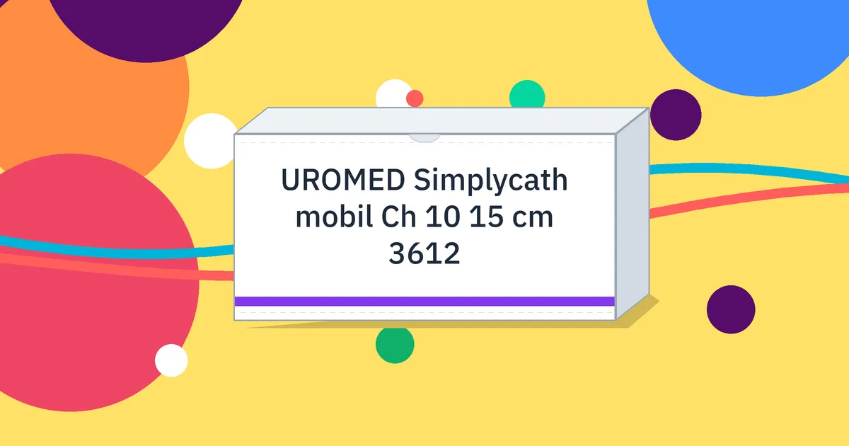 Symbolbild: Packung mit der Aufschrift UROMED Simplycath mobil Ch 10 15 cm 3612 (PZN 11515144) – Verfügbarkeit und Bezug in Apotheken in Frankfurt am Main