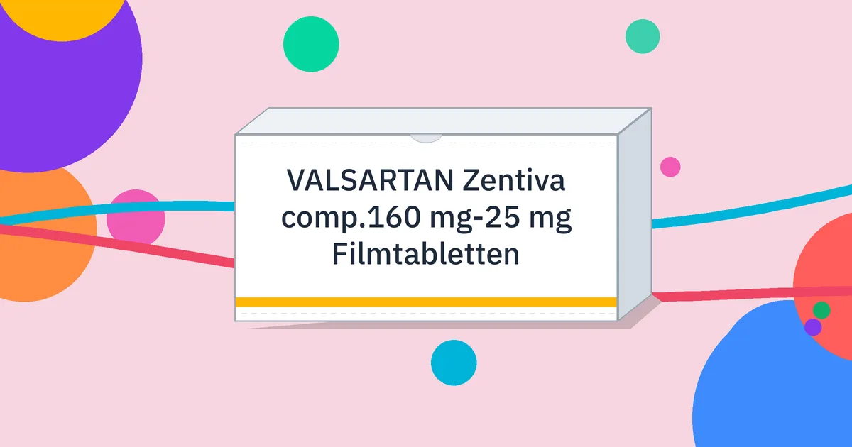 Symbolbild: Packung mit der Aufschrift VALSARTAN Zentiva comp.160 mg-25 mg Filmtabletten (PZN 08409527) – Verfügbarkeit und Bezug in Apotheken in Frankfurt am Main