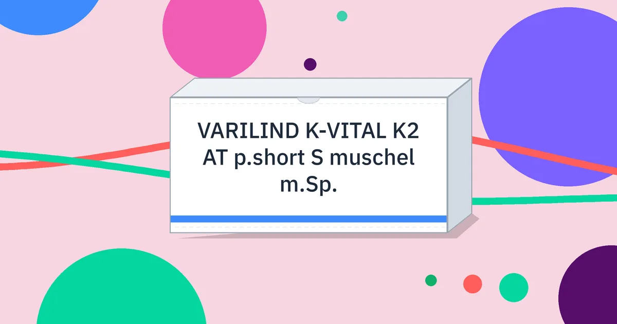 Symbolbild: Packung mit der Aufschrift VARILIND K-VITAL K2 AT p.short S muschel m.Sp. (PZN 20562361) – Verfügbarkeit und Bezug in Apotheken in Frankfurt am Main