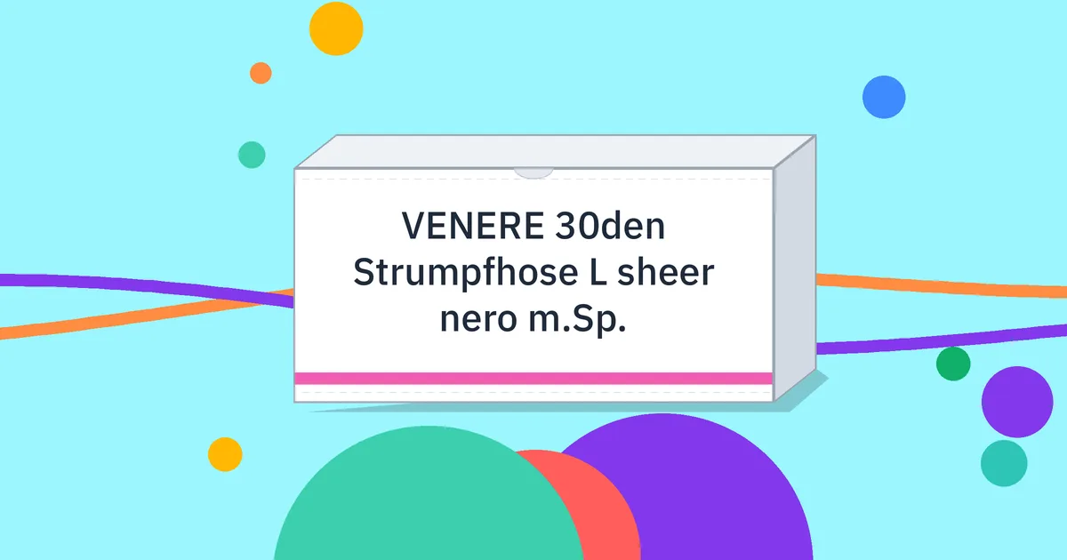 Symbolbild: Packung mit der Aufschrift VENERE 30den Strumpfhose L sheer nero m.Sp. (PZN 16172192) – Verfügbarkeit und Bezug in Apotheken in Frankfurt am Main