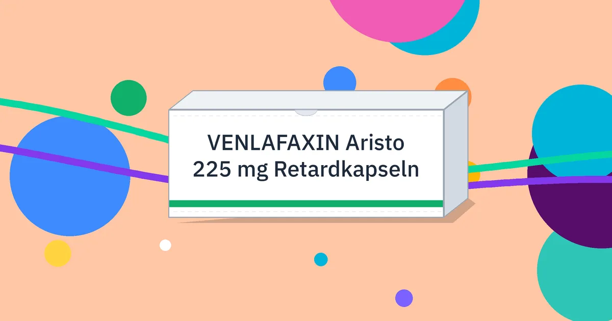 Symbolbild: Packung mit der Aufschrift VENLAFAXIN Aristo 225 mg Retardkapseln (PZN 14137949) – Verfügbarkeit und Bezug in Apotheken in Frankfurt am Main