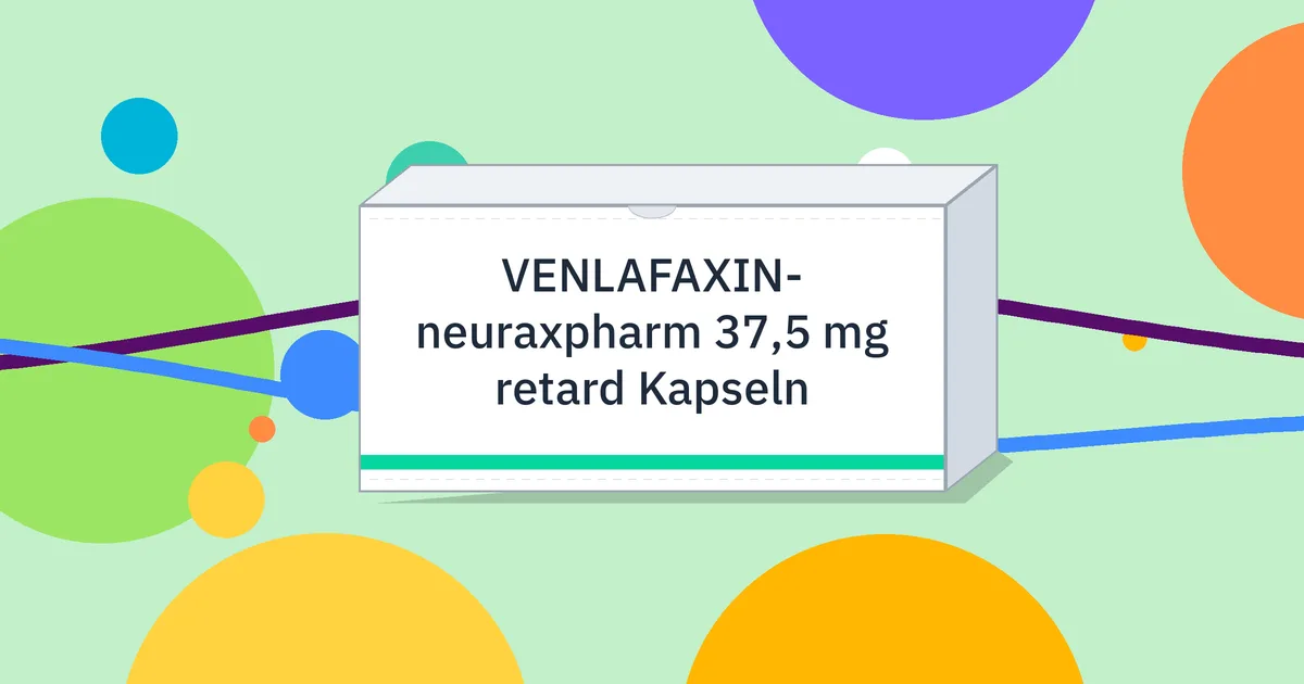 Symbolbild: Packung mit der Aufschrift VENLAFAXIN-neuraxpharm 37,5 mg retard Kapseln (PZN 01147001) – Verfügbarkeit und Bezug in Apotheken in Frankfurt am Main