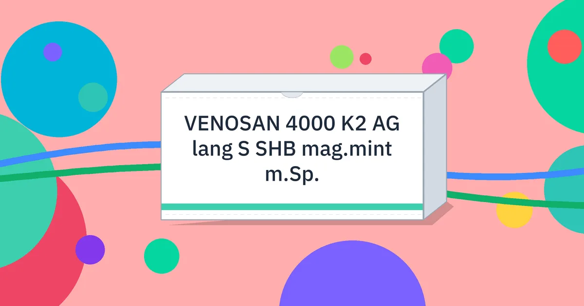 Symbolbild: Packung mit der Aufschrift VENOSAN 4000 K2 AG lang S SHB mag.mint m.Sp. (PZN 19154154) – Verfügbarkeit und Bezug in Apotheken in Frankfurt am Main