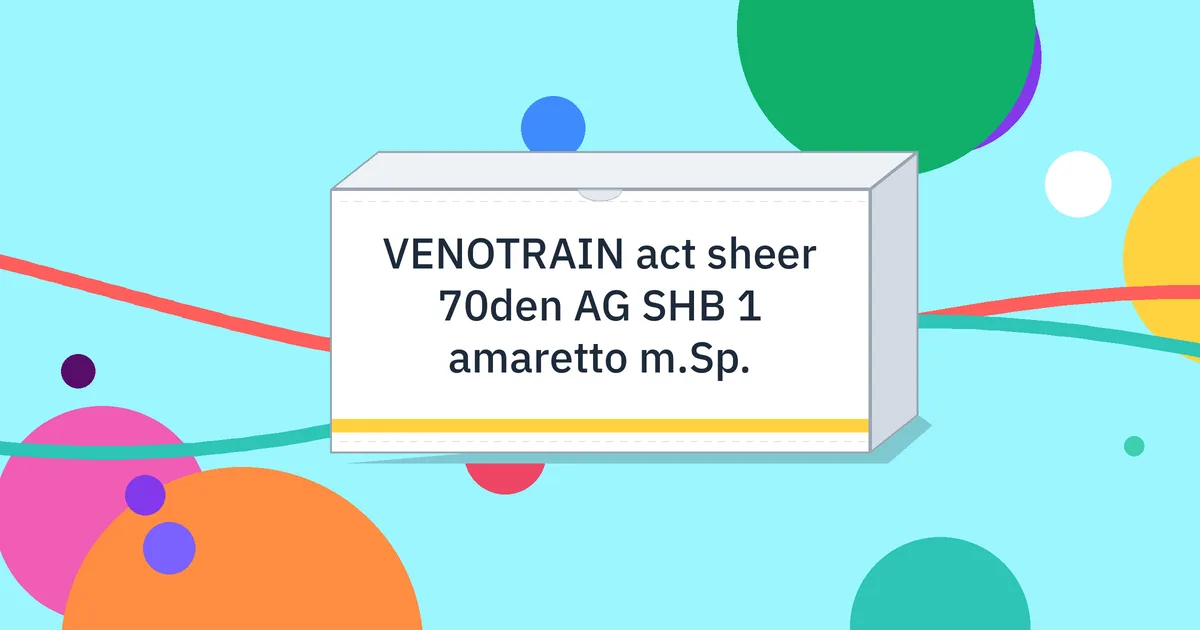 Symbolbild: Packung mit der Aufschrift VENOTRAIN act sheer 70den AG SHB 1 amaretto m.Sp. (PZN 16207849) – Verfügbarkeit und Bezug in Apotheken in Frankfurt am Main