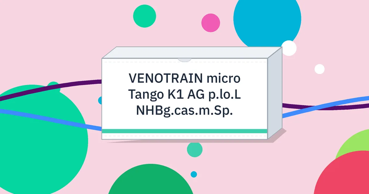 Symbolbild: Packung mit der Aufschrift VENOTRAIN micro Tango K1 AG p.lo.L NHBg.cas.m.Sp. (PZN 20764053) – Verfügbarkeit und Bezug in Apotheken in Frankfurt am Main