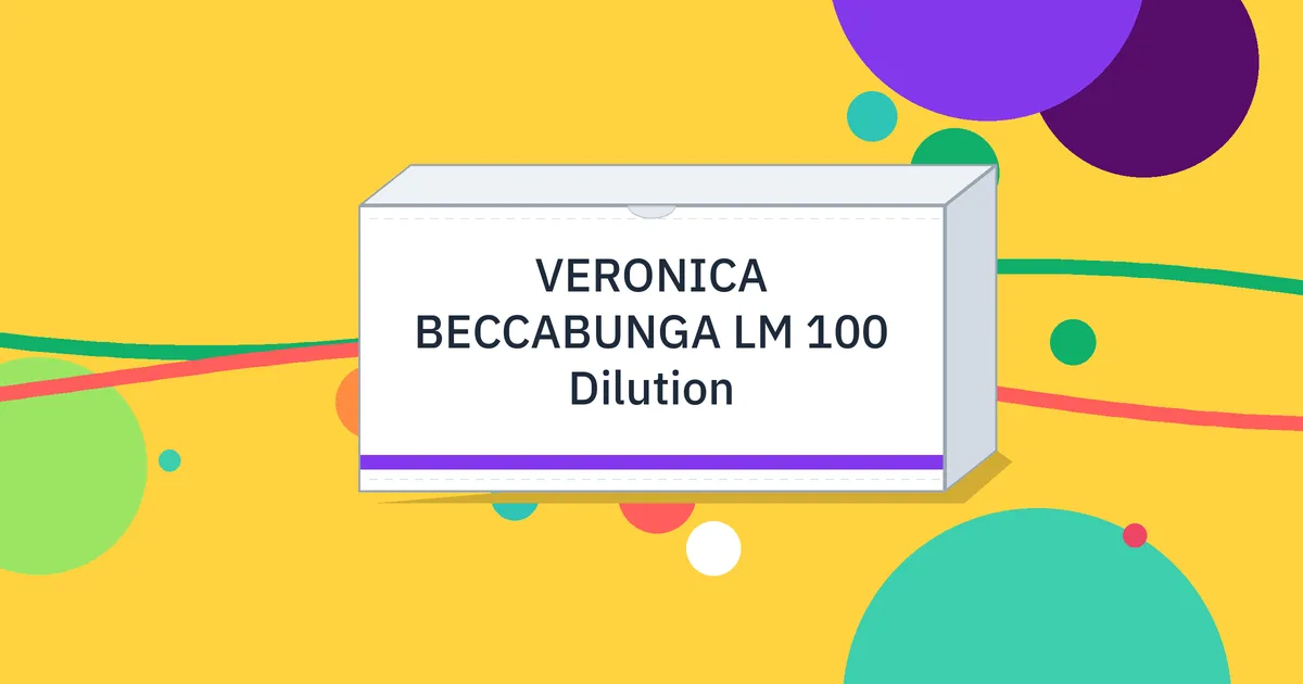 Symbolbild: Packung mit der Aufschrift VERONICA BECCABUNGA LM 100 Dilution (PZN 13269525) – Verfügbarkeit und Bezug in Apotheken in Frankfurt am Main
