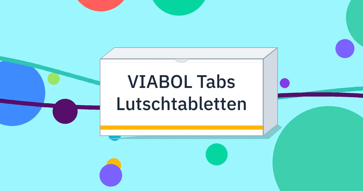 Symbolbild: Packung mit der Aufschrift VIABOL Tabs Lutschtabletten (PZN 07479342) – Verfügbarkeit und Bezug in Apotheken in Frankfurt am Main