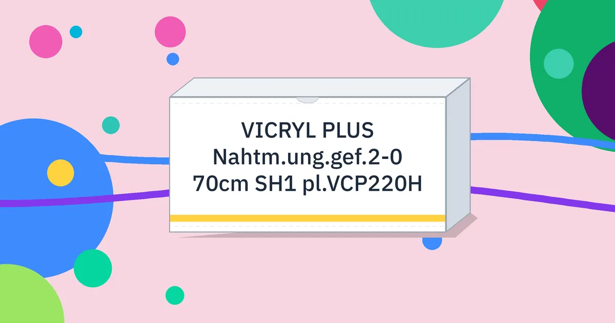 Symbolbild: Packung mit der Aufschrift VICRYL PLUS Nahtm.ung.gef.2-0 70cm SH1 pl.VCP220H (PZN 20390405) – Verfügbarkeit und Bezug in Apotheken in Frankfurt am Main