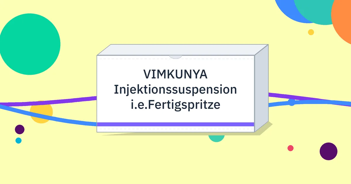 Symbolbild: Packung mit der Aufschrift VIMKUNYA Injektionssuspension i.e.Fertigspritze (PZN 19769861) – Verfügbarkeit und Bezug in Apotheken in Frankfurt am Main