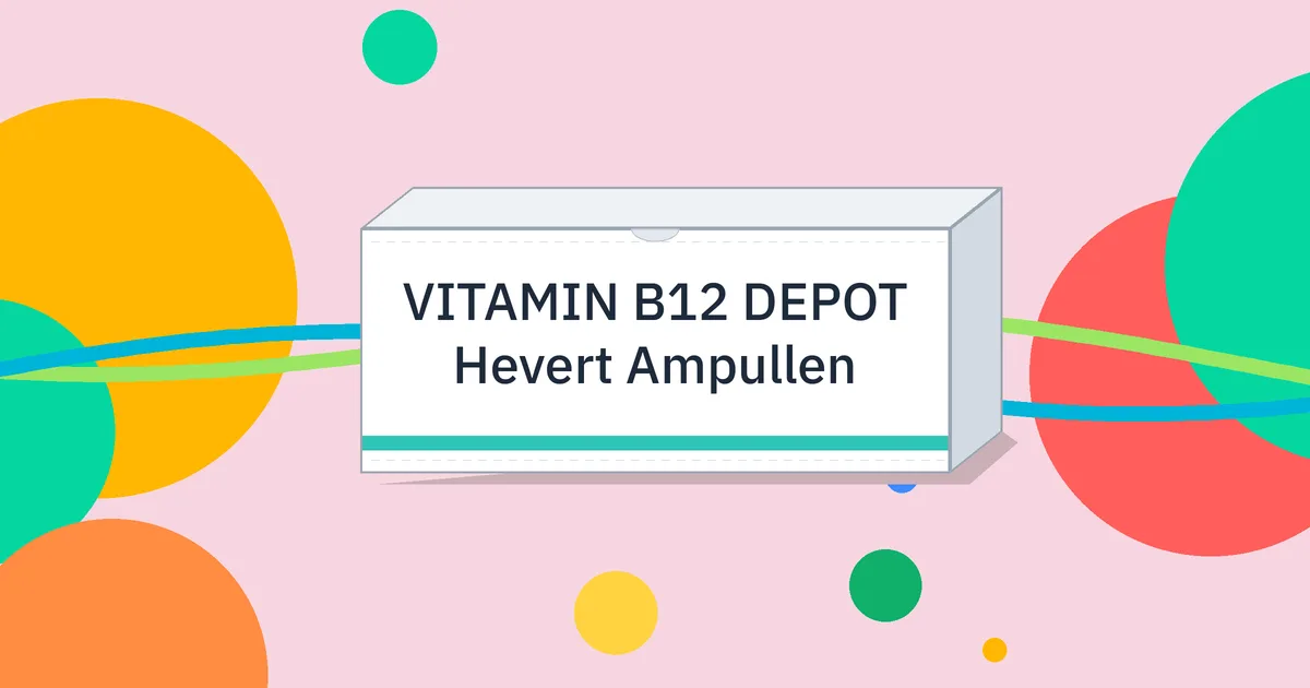 Symbolbild: Packung mit der Aufschrift VITAMIN B12 DEPOT Hevert Ampullen (PZN 06078368) – Verfügbarkeit und Bezug in Apotheken in Frankfurt am Main