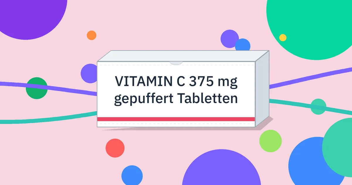 Symbolbild: Packung mit der Aufschrift VITAMIN C 375 mg gepuffert Tabletten (PZN 02822982) – Verfügbarkeit und Bezug in Apotheken in Frankfurt am Main
