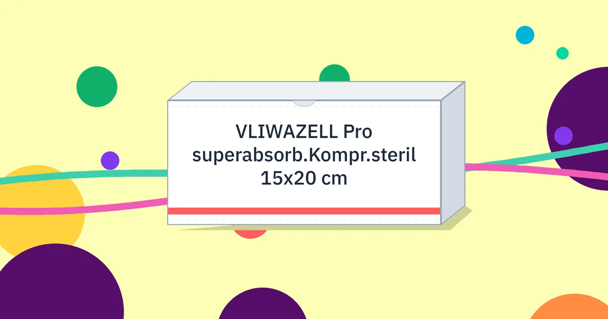 Symbolbild: Packung mit der Aufschrift VLIWAZELL Pro superabsorb.Kompr.steril 15x20 cm (PZN 20179745) – Verfügbarkeit und Bezug in Apotheken in Frankfurt am Main